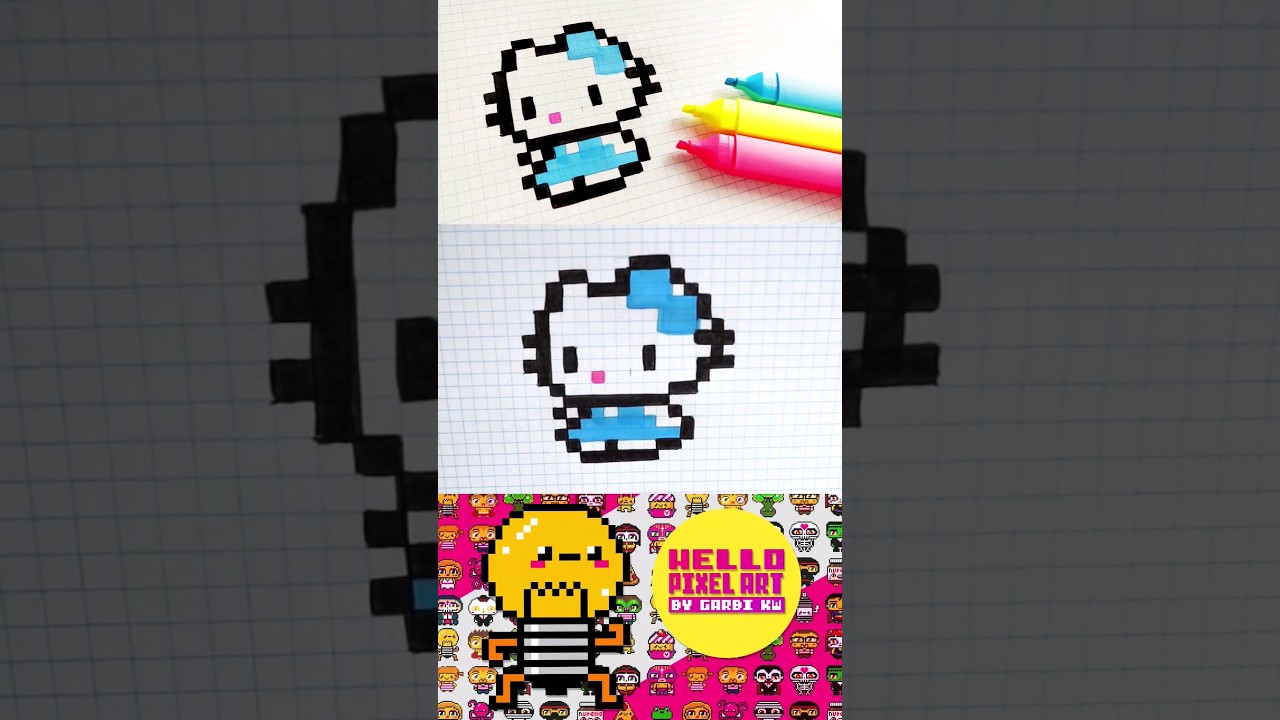 How to Draw Hello Kitty 🌈🌈🌈 #pixelart