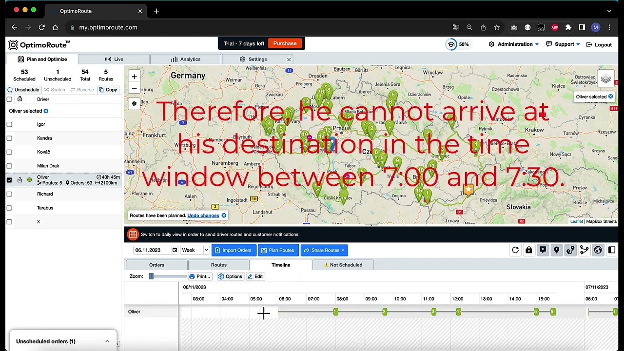 Optimoroute - planning error