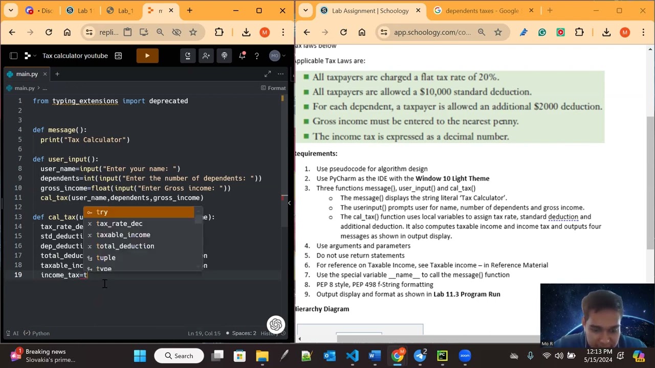 Making Tax Calculator Using Python 2024