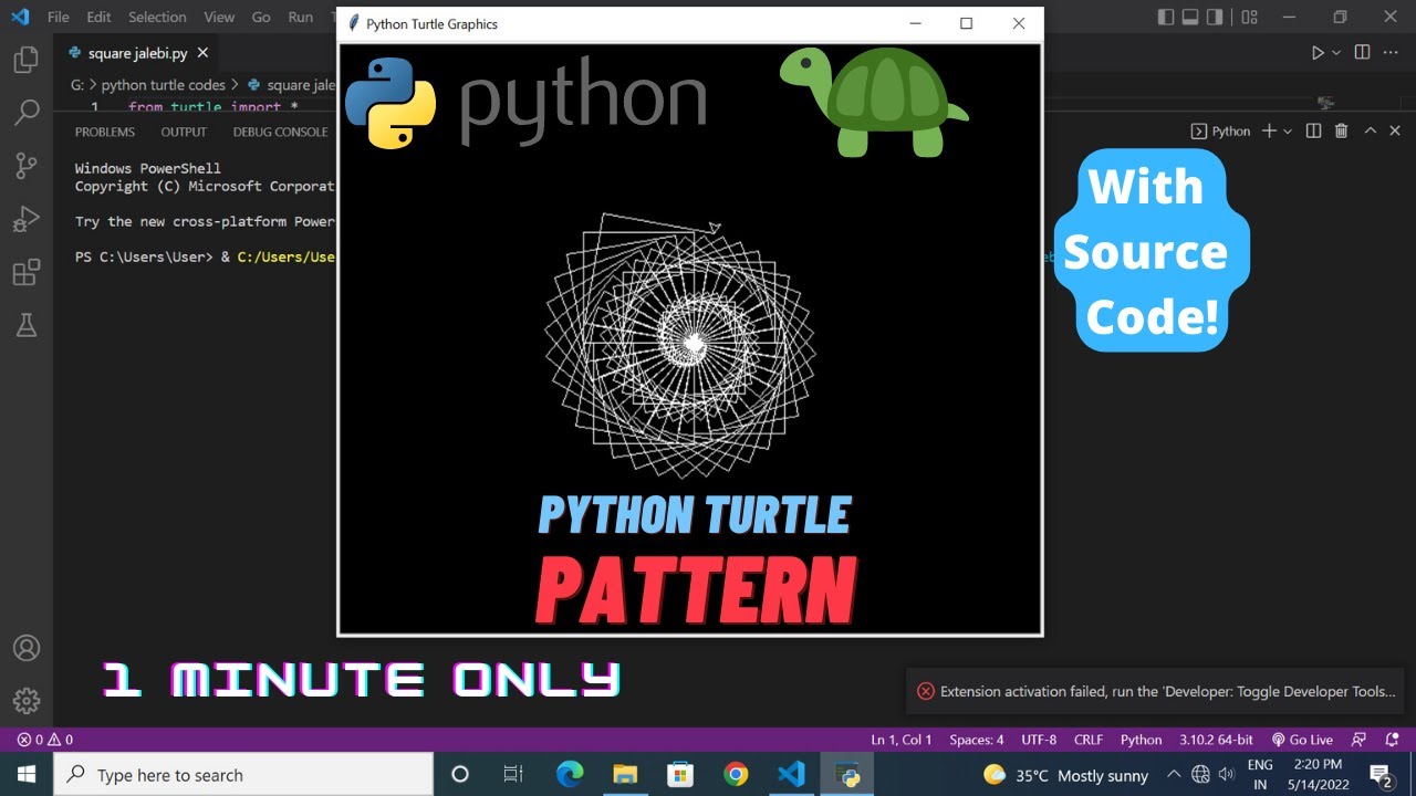 python turtle graphics simple tutorial | python turtle tutorial