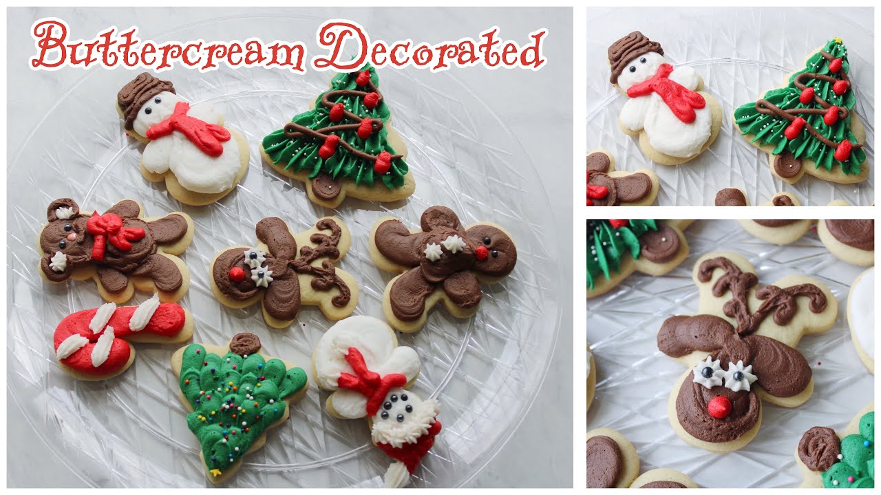 Buttercream decorated Christmas Cookies