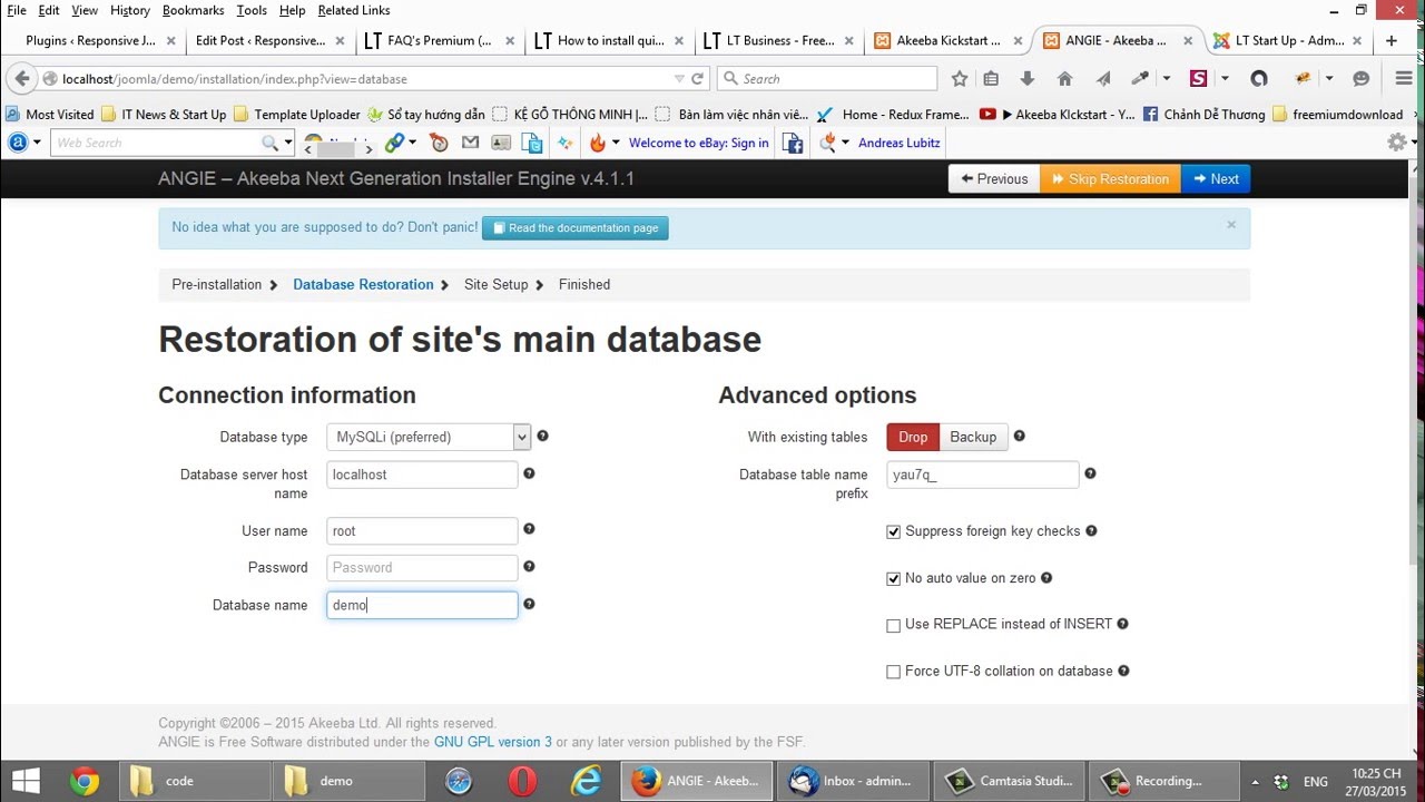 How to install quickstart package using Akeeba kickstart?