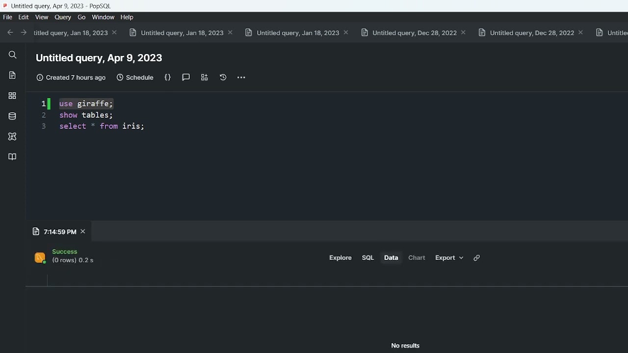 how to import iris dataset in pop sql