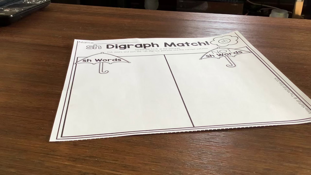 Tuesday (5/12) Literacy Page: sh Digraph Match!