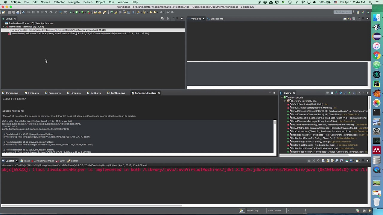 Eclipse: testing debugging