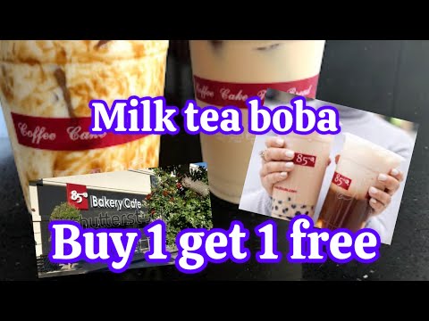 Buy 1 get 1 free boba milk tea 85 degree bakery cafe in California America 🇺🇸