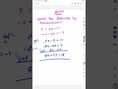 Solve the following by subtraction y = 6x-11 , -2x-3y =-7?