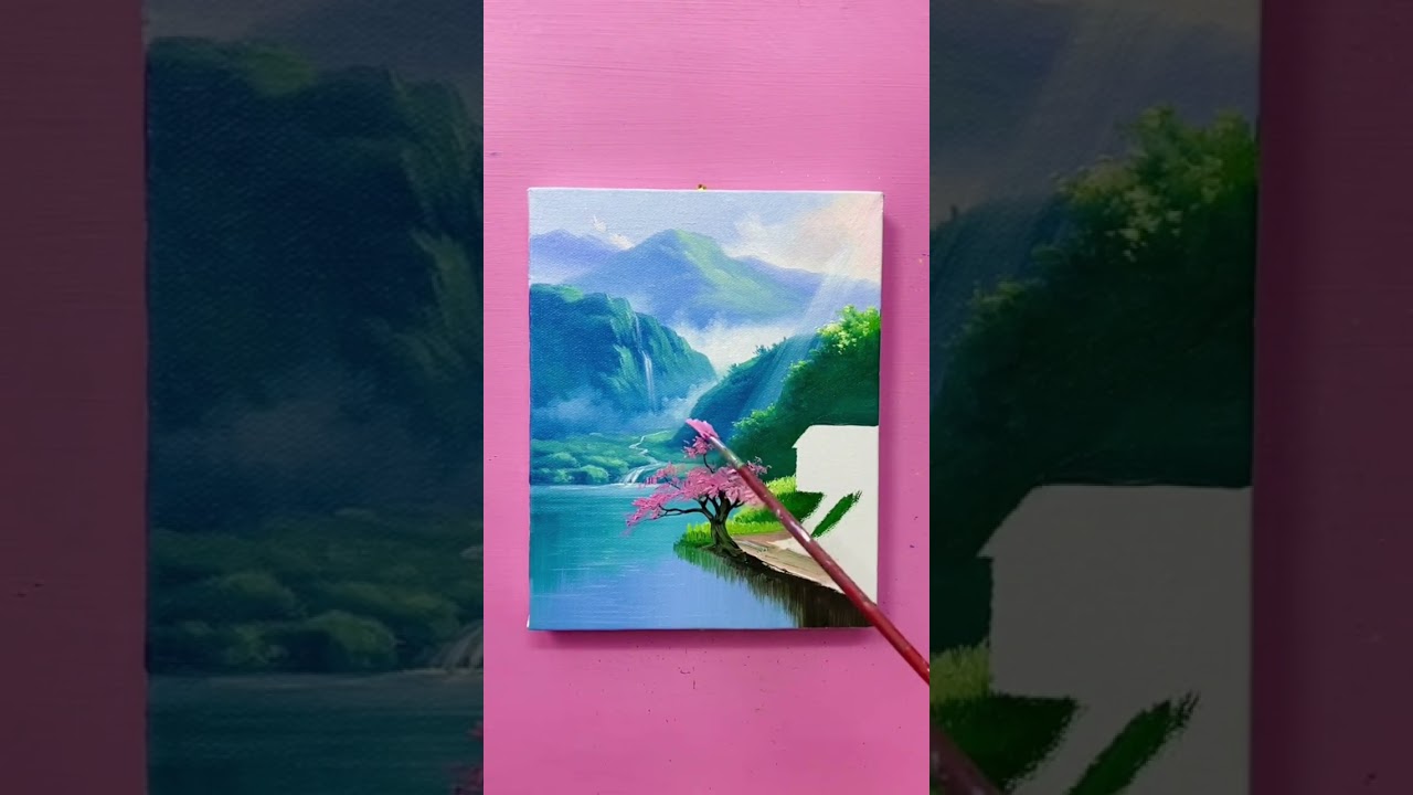 Easy Landscape Painting #howtopaint #painting #acrylicpainting #paintingtutorial #landscapepainting