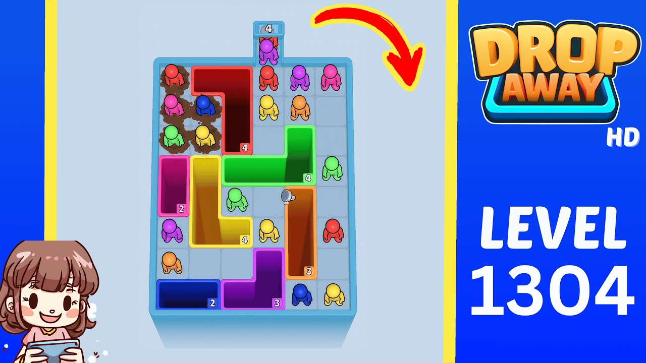 Drop Away Level 1304 Solution Walkthrough