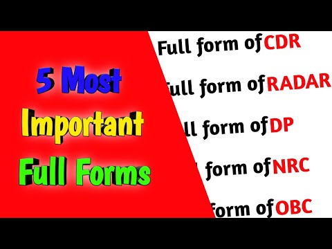 5 important full forms | Full Form Of CDR, RADAR, DP, NRC, OBC #fullforms