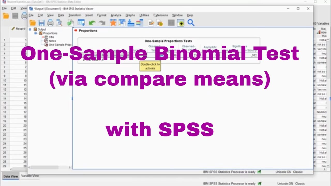 SPSS - one-sample binomial test (via compare means)