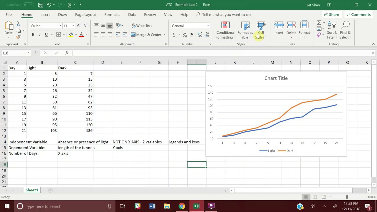 Making a Graph on Excel for Biology Lab