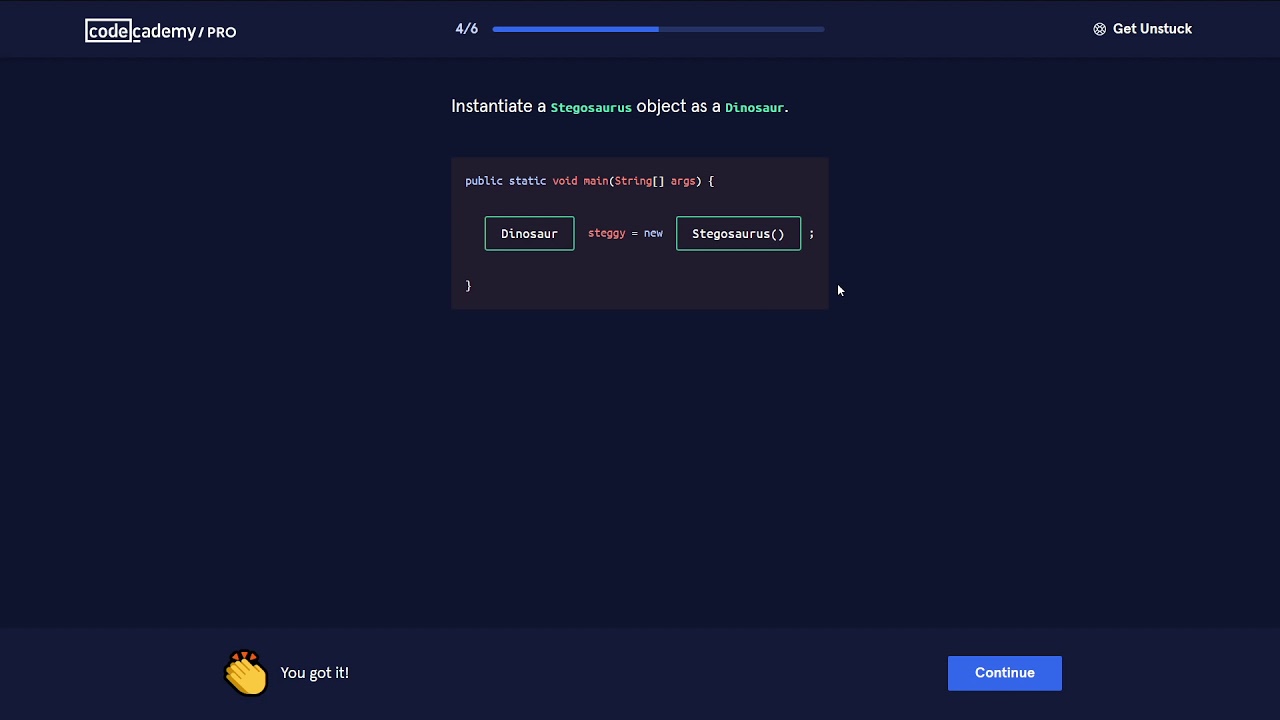 Learn Java - 8.1 Java Inheritance and Polymorphism Quizz | Codecademy Walkthrough