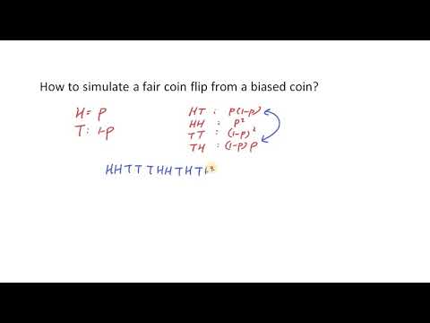 Probability: simulate fair coin flips from an biased coin