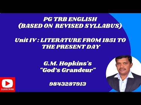 G.M. Hopkins's "God’s Grandeur" (NET SET PG TRB ENGLISH @jsn_englishlearning )