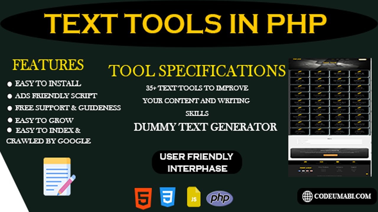 Text Tools Website Script in PHP , JS , BOOTSTRAP framework | Installation Steps | CodeUmabi