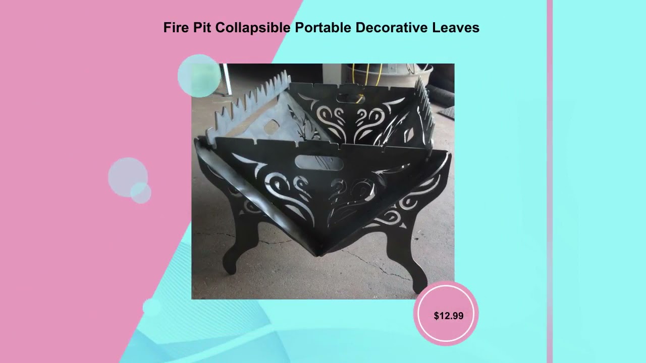Fire Pit Collapsible Portable Decorative Leaves