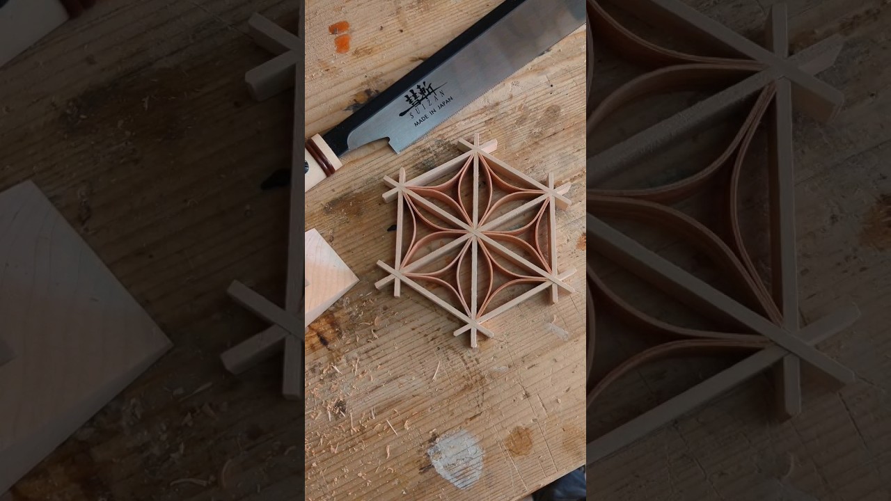 Just learned this new pattern called shippo #kumiko #woodworking