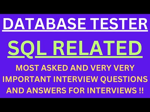 "Database Tester SQL", Most Asked Interview Q&A of SQL in DATABASE TESTER Interviews !! #databases