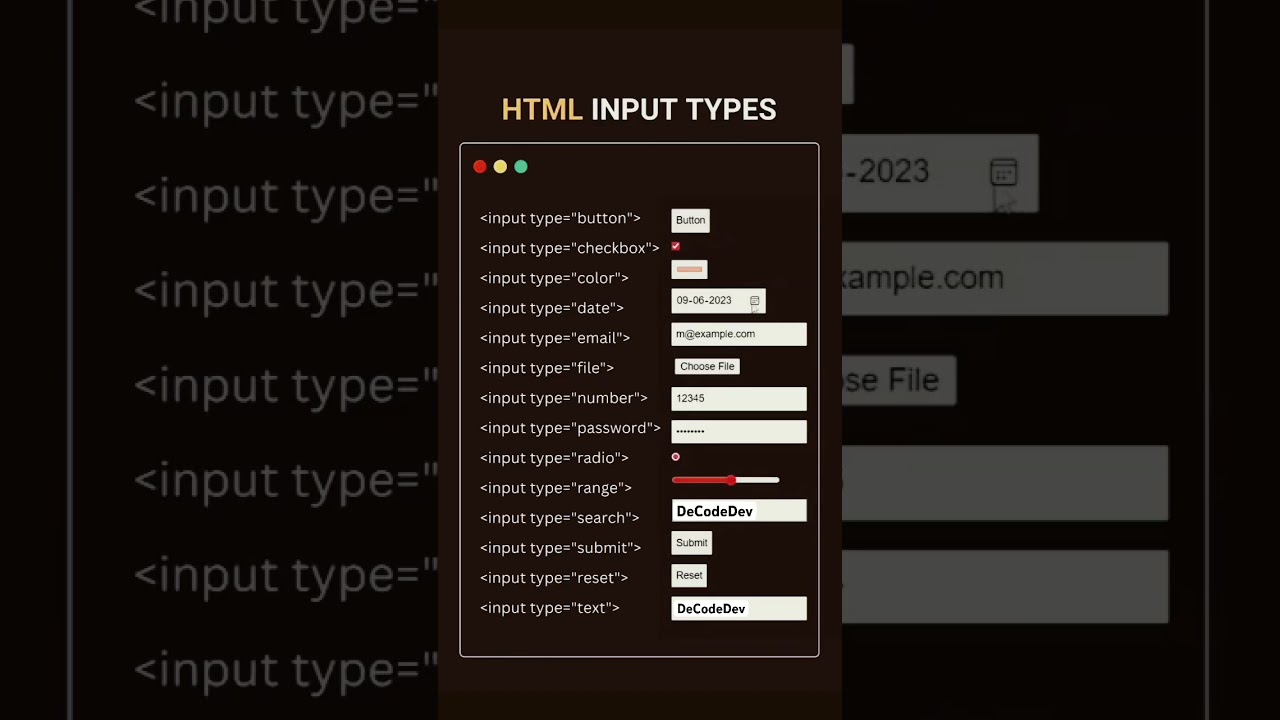 Master HTML Input Types! #html #inputtypes #webdevelopment #frontend #coding
