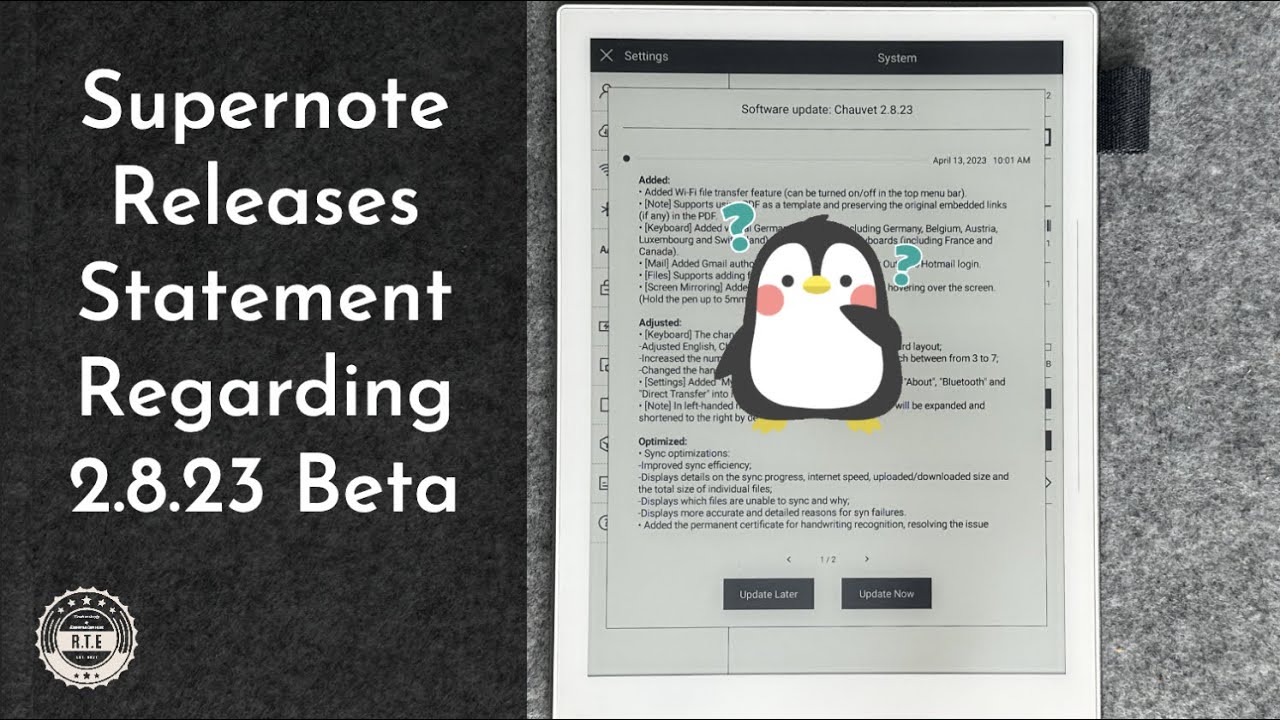 Supernote Releases Statement Regarding 2.8.23 Beta
