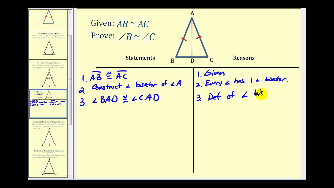 Proof:  The Isosceles Triangle Theorem