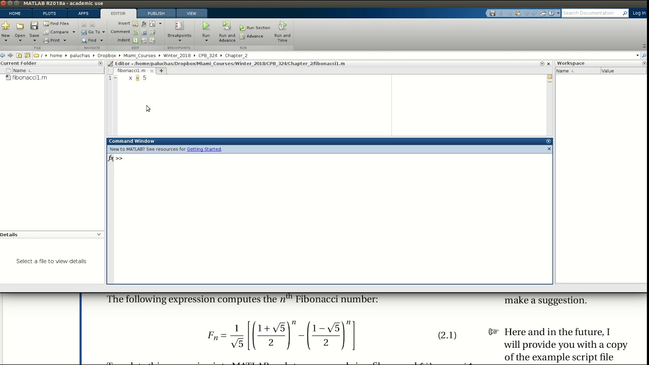 Example 2.1 from Chapter 2: Scripts