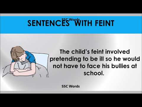 Feint # Improve English # Meaning and 5 sentences # GRE CAT GMAT word # SSC Words