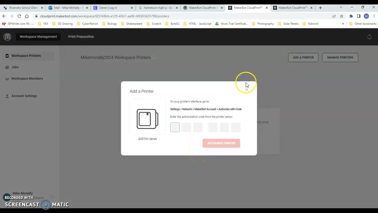 MakerBot CloudPrint - Adding a Printer