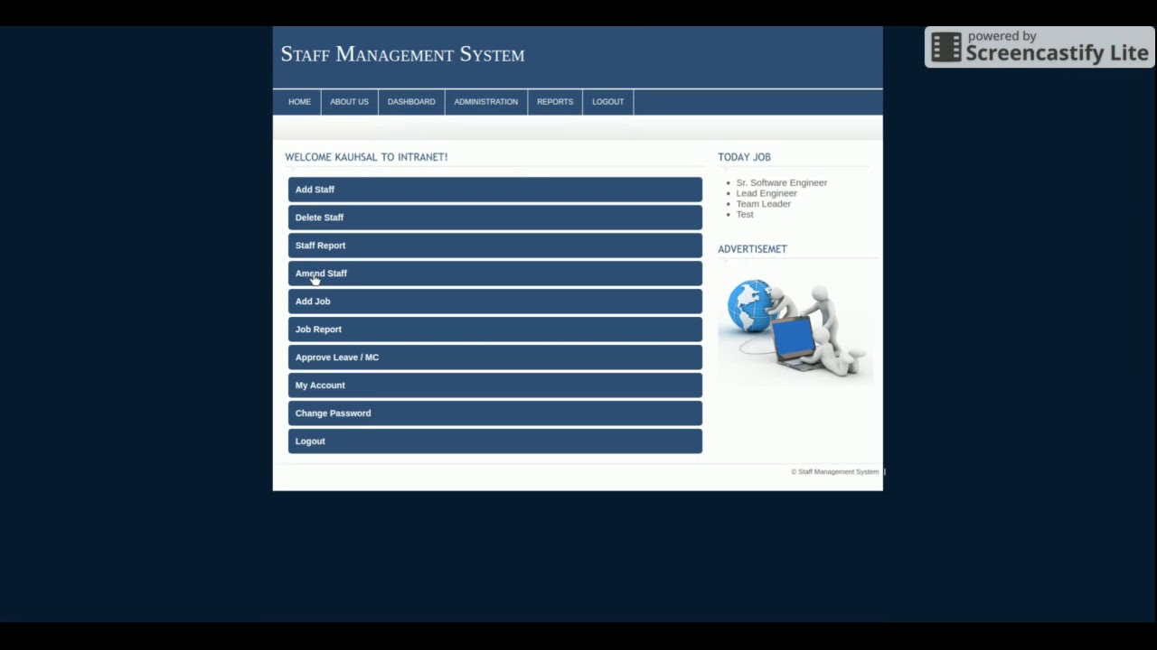 Staff Management System | PHP and MySQL Project Source Code | PHP MySQL CRUD Project