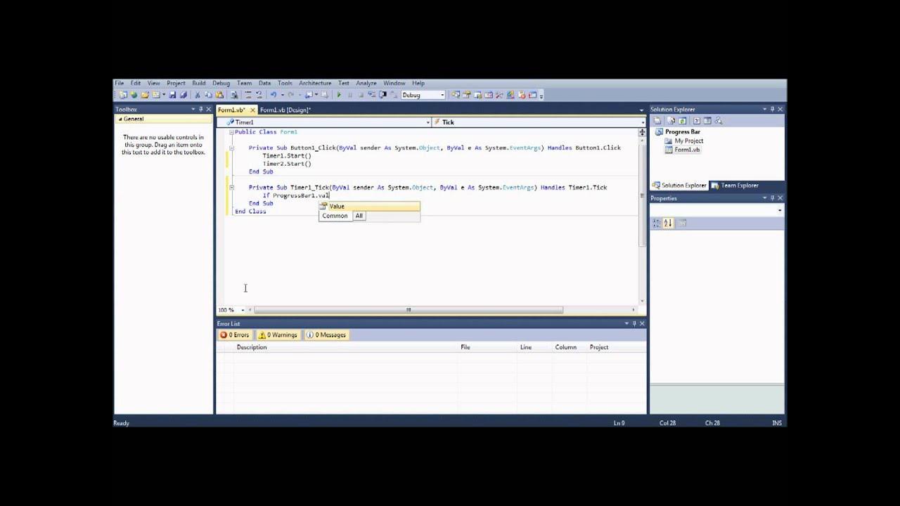 Progress Bar and Timer In Visual Basic 2010
