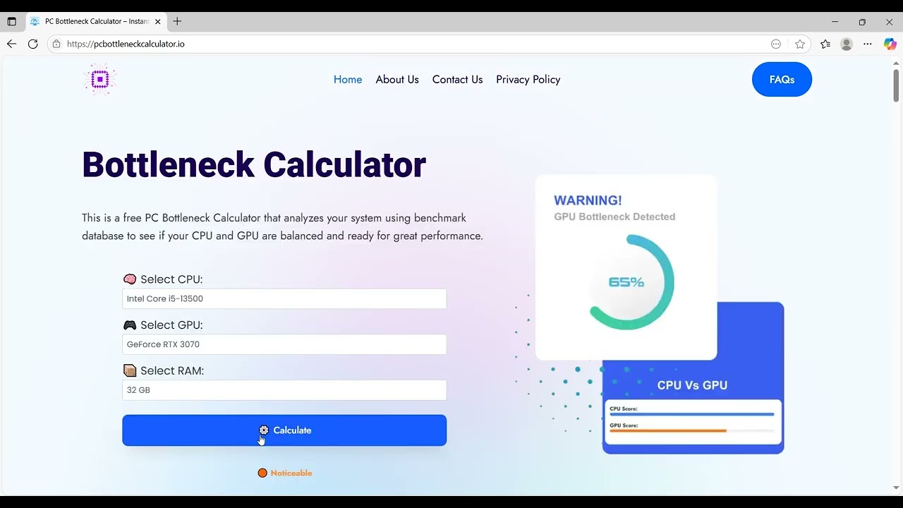 PC Bottleneck Calculator (Smart tool for PC Performance Analysis)