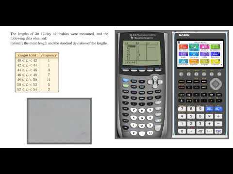 Mean and Standard Deviation from grouped frequency table, Casio fx-CG 50 TI-84