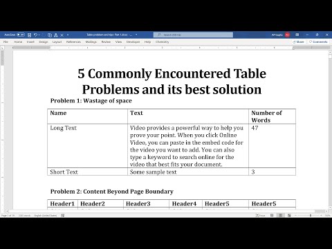 5 Common table problems & its best solution: Working with Tables in Word