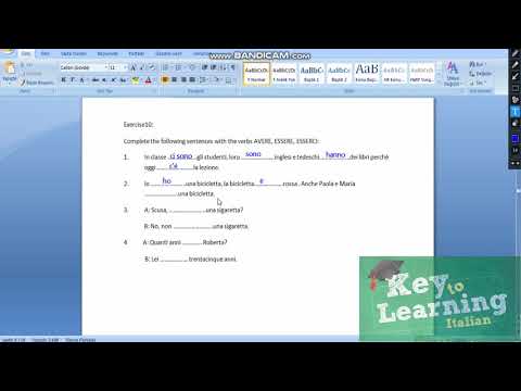 exercises on the verbs Avere, Essere, Esserci in Italian