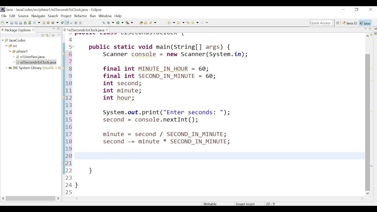 Convert Seconds To Clock Java Tutorial