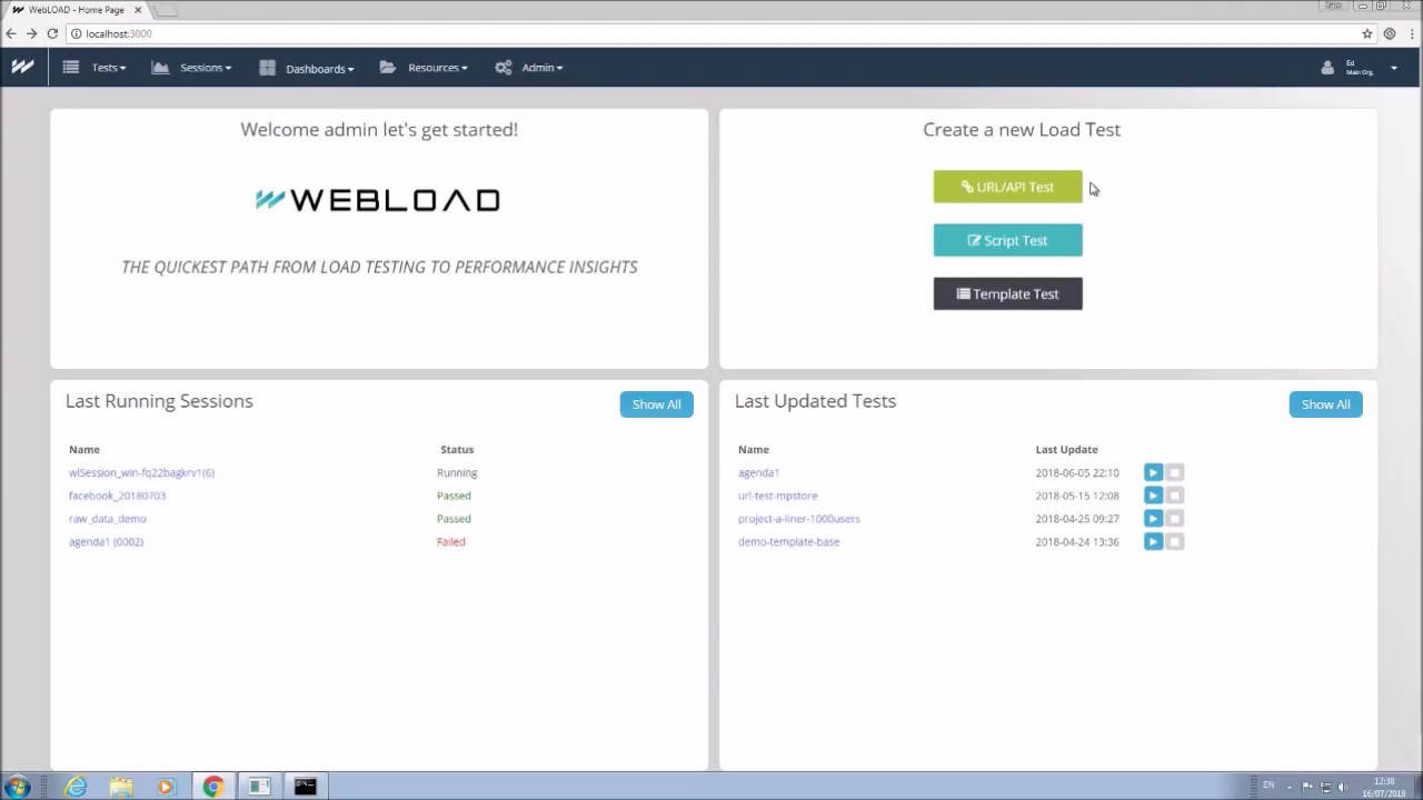 WebLOAD Cloud Dashboards Demo