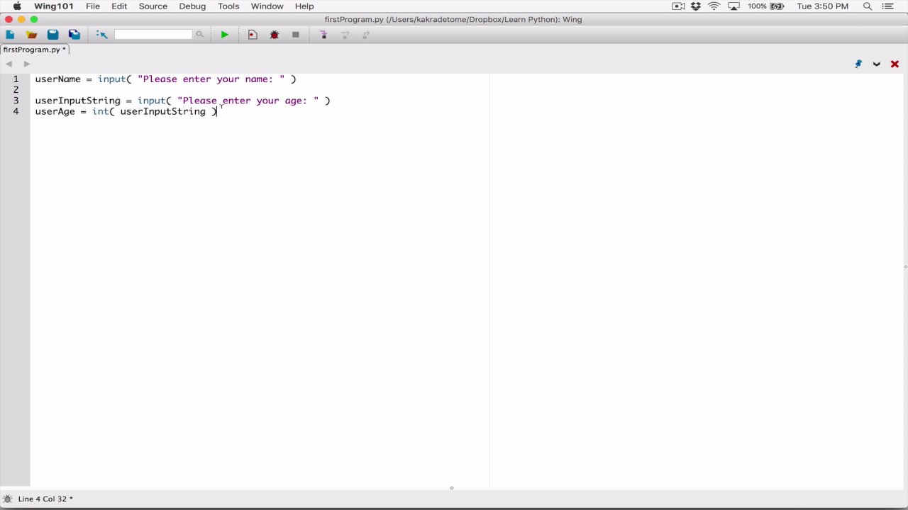 19. Reading keyboard input: example program - Learn Python