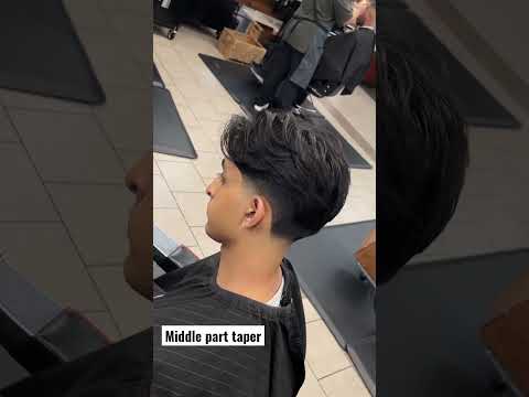 Middle Part Taper Fade 🔥 #haircut