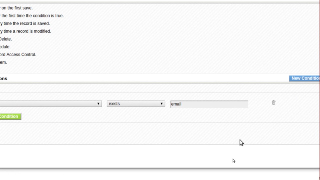 coreBOS workflow exists condition operator
