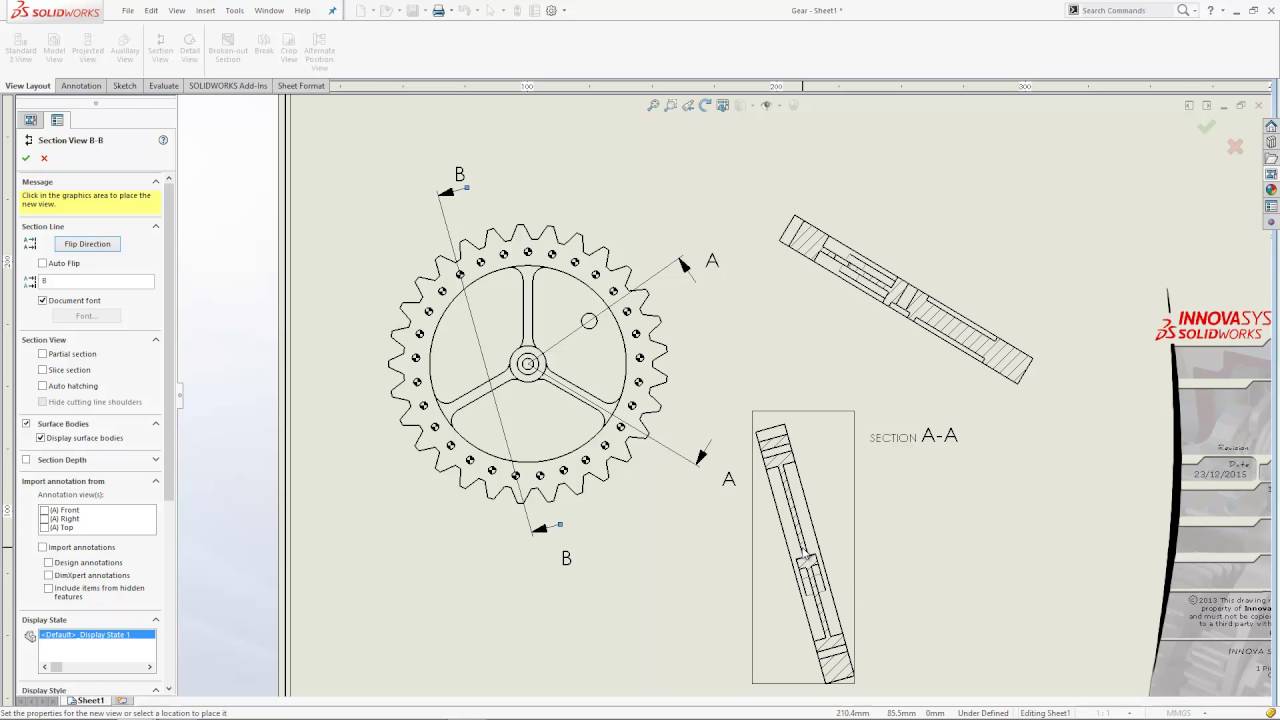 How to create aligned section views in SOLIDWORKS