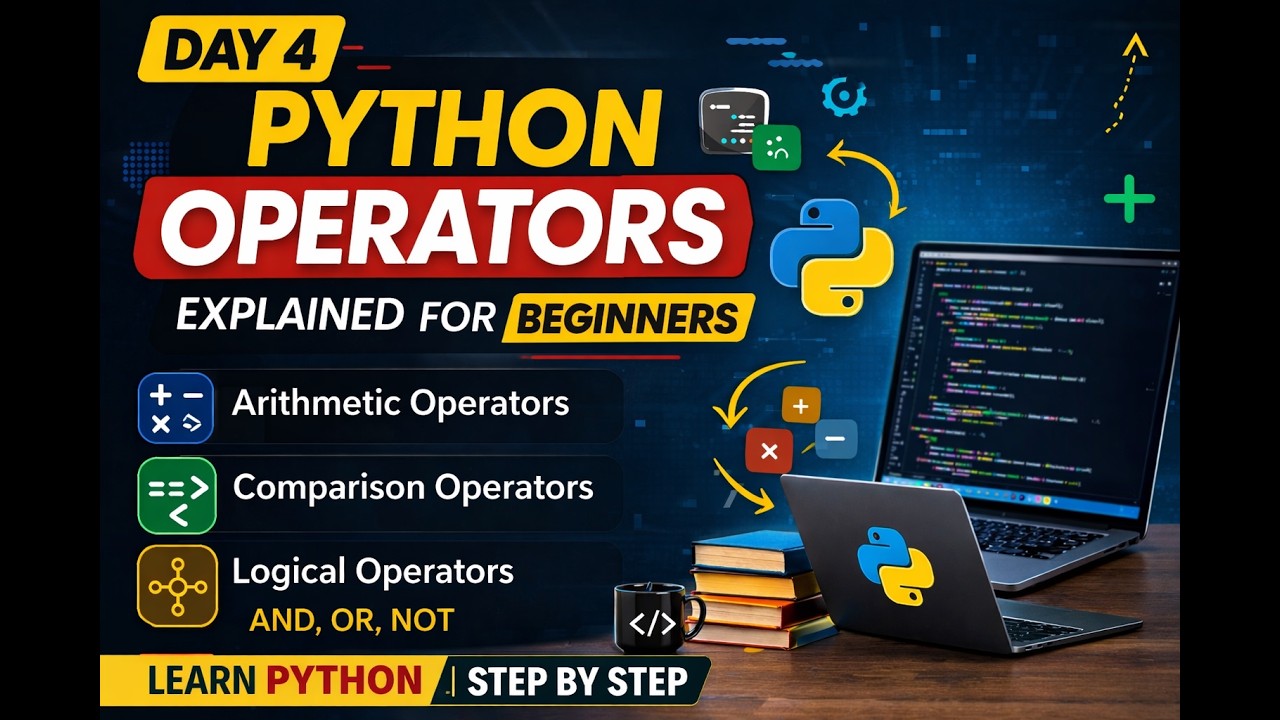Python Operators for Beginners | Day 4 Python Tutorial | Arithmetic, Comparison & Logical Operators