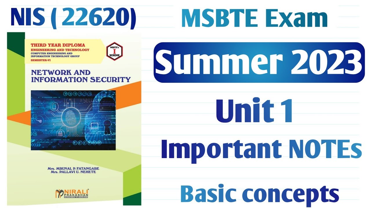 NIS Unit 1 important notes 2023 | introduction to computer and information security | 22620 summer