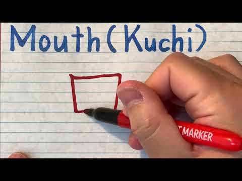 Kuchi in Japanese Kanji writing with stroke order and pronunciation (Elementary 1st grade Kanji)
