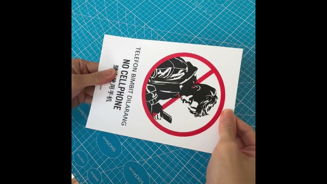 No Cellphone. Telefon Bimbit Dilarang. 禁止使用手机. No Phone Sign. Malaysia Premium Waterproof Sticker.