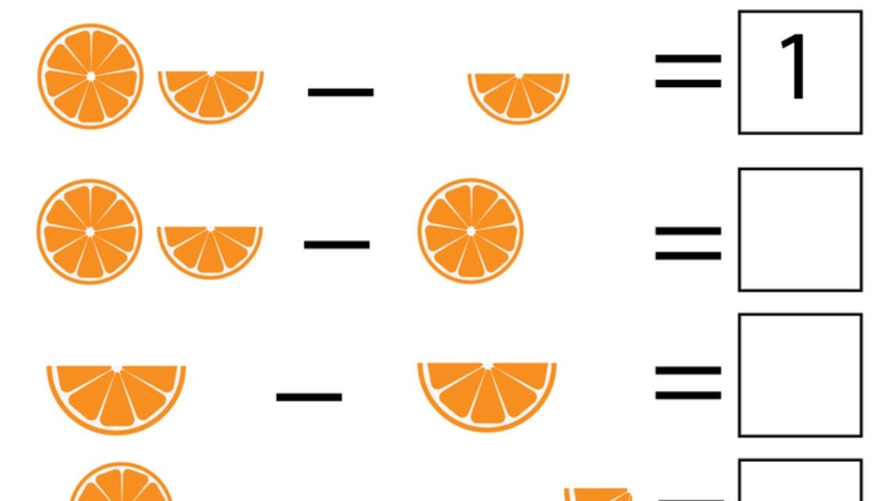 Fractions Subtraction Math Worksheets Video Format 2nd and 3rd Grade
