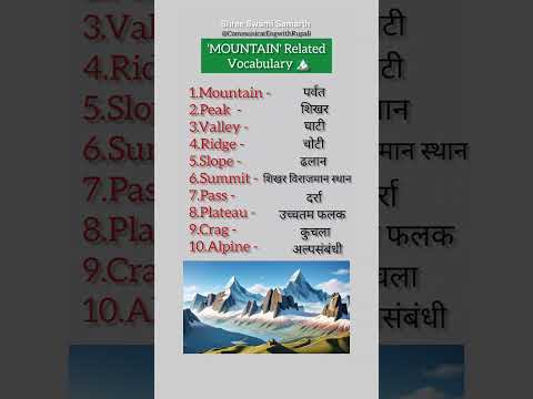 Mountain Related Vocabulary| English Learning Series|#shorts #mountains #learnenglish #shortsfeed