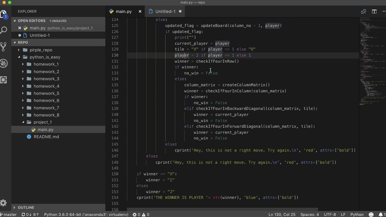 Python Is Easy: Project #1: A simple game - Connect4