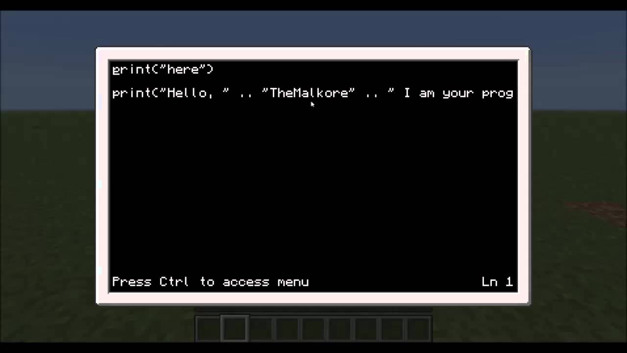 Computer Craft programing tutorial 7 -- the print command.
