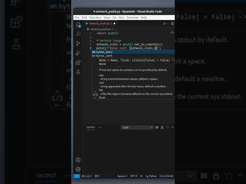 Python Network Usage Monitoring System Resources with Psutil #beginner #python #sysadmin